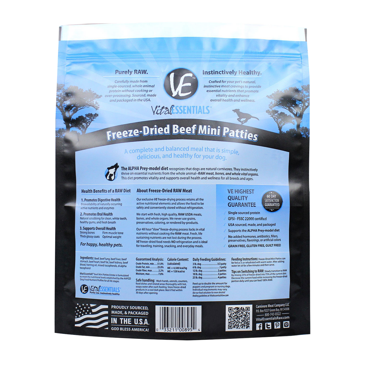 Vital Essentials Freeze-Dried Raw Mini Patties for Dogs (Beef) 1lb/453 ...